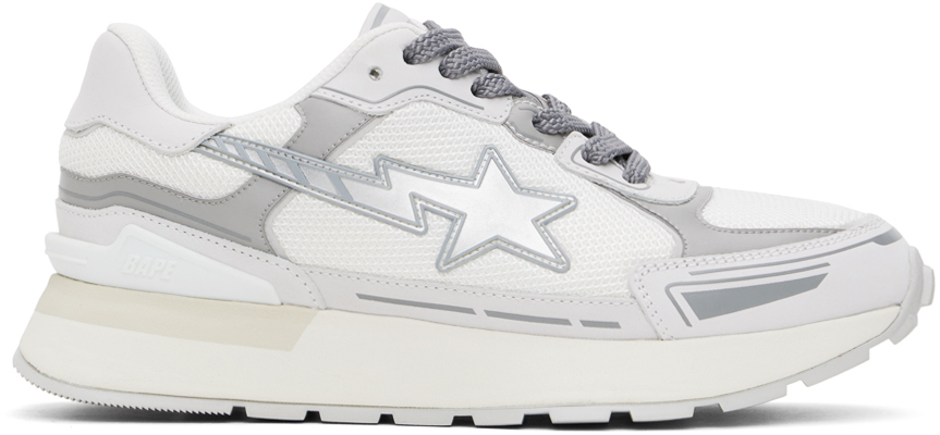 BAPE: White & Gray ROAD STA Express #3 Sneakers | SSENSE