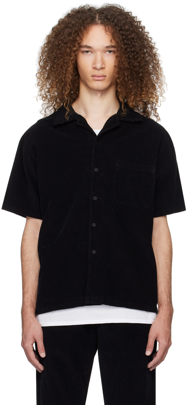 Black Buttoned Shirt by Les Tien on Sale