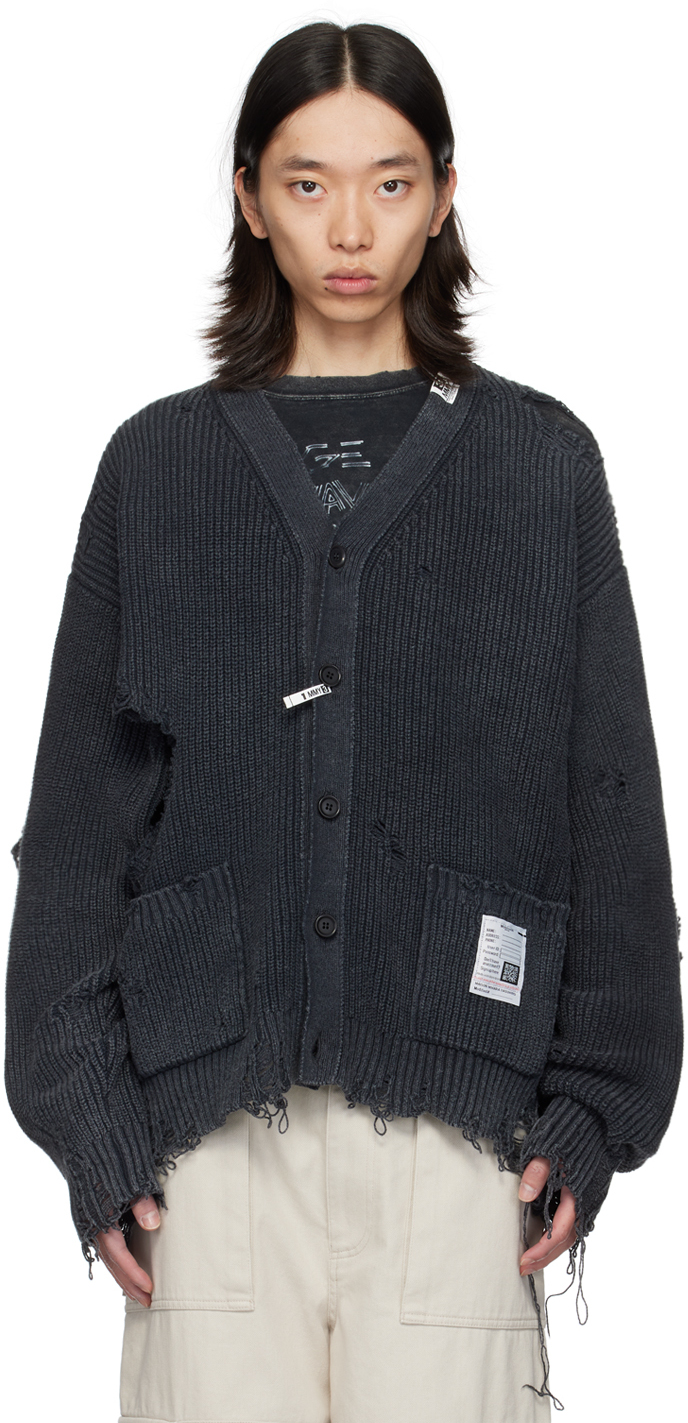 Maison MIHARA YASUHIRO: Black Distressed Cardigan | SSENSE