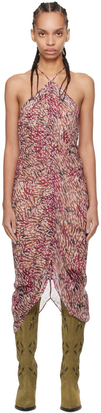 Beige & Pink Valdi Midi Dress by Isabel Marant Etoile on Sale