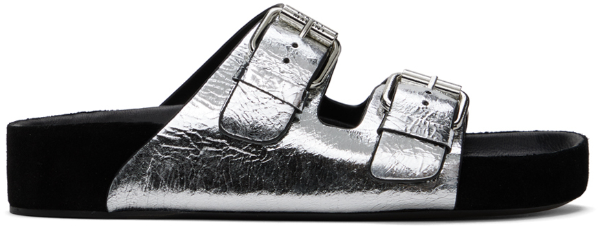 Isabel Marant: Silver Lennyo Sandals | SSENSE Canada