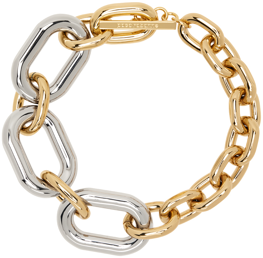 Gold & Silver XL Link Extra Choker by Rabanne on Sale