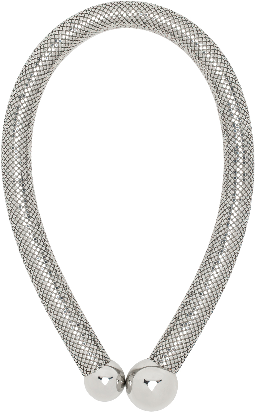 Silver Pixel Chain Necklace by Rabanne on Sale