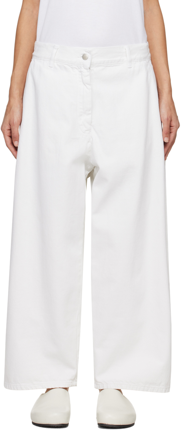 White Wide Jeans by Studio Nicholson on Sale