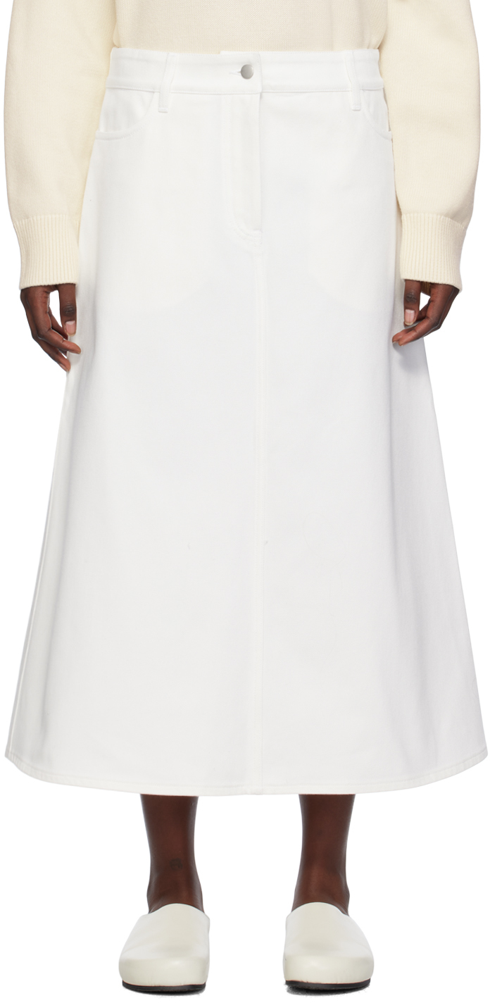 Studio Nicholson: White A-Line Denim Maxi Skirt | SSENSE