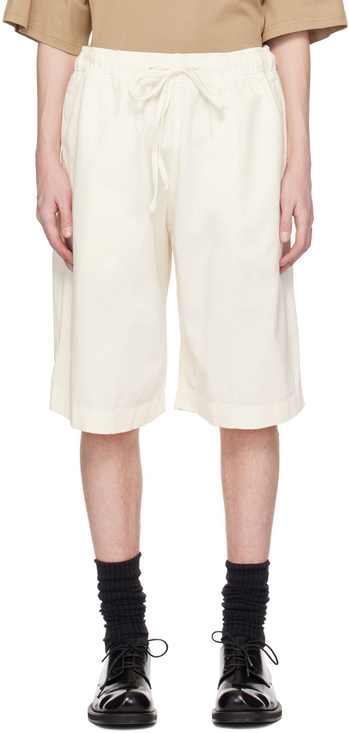 Off-White Drawstring Shorts by Studio Nicholson on Sale
