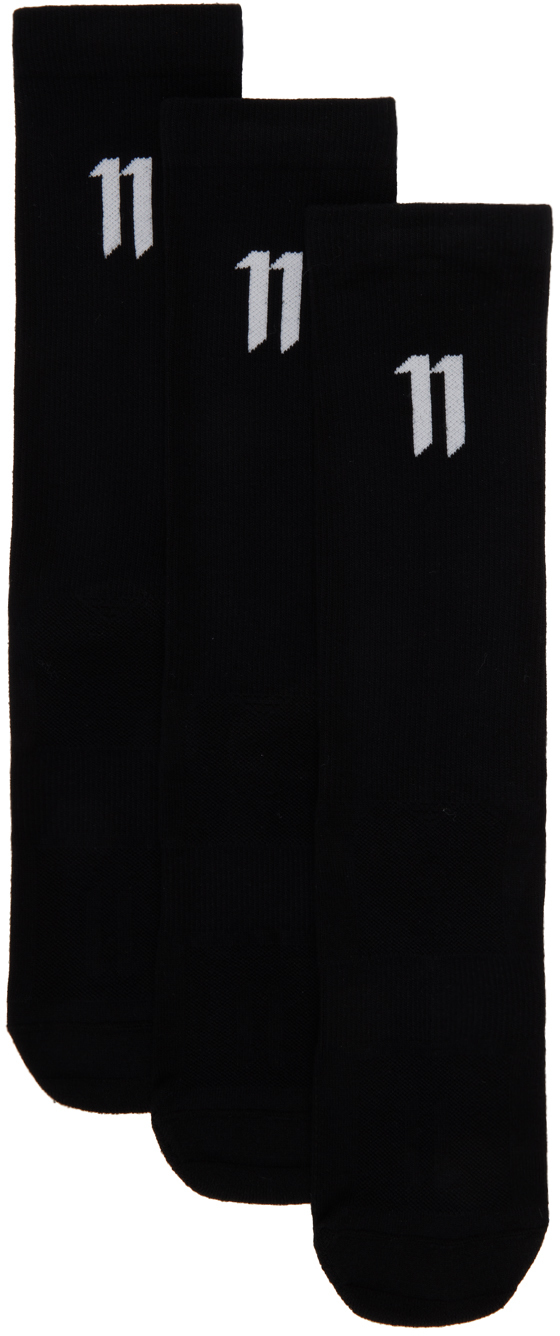 Three-Pack Black Calf-High Socks by 11 by Boris Bidjan Saberi on Sale