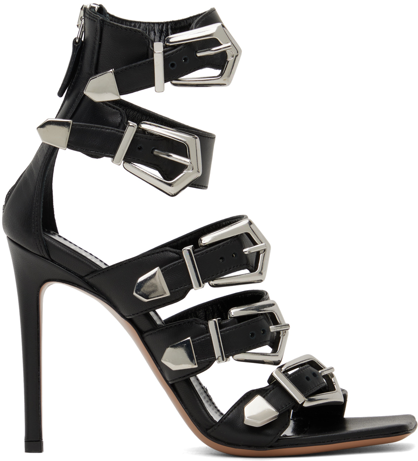 Sandales à talon aiguille Ursula noires Paris Texas en solde