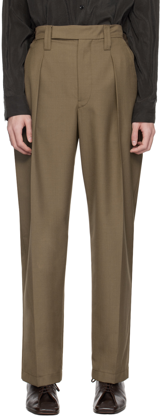 LEMAIRE: Taupe Pleated Trousers | SSENSE