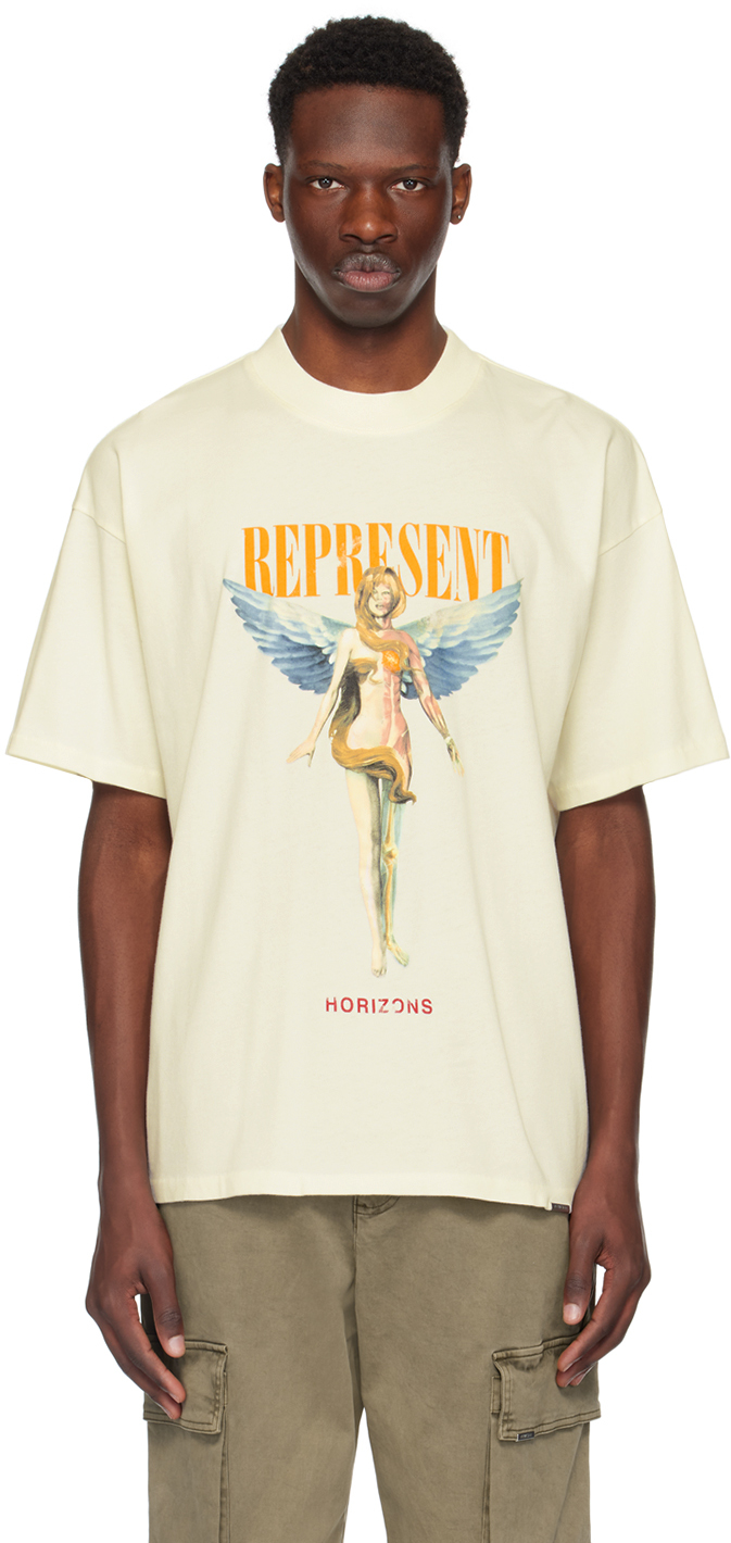 Represent: T-shirt blanc à image Reborn | SSENSE France