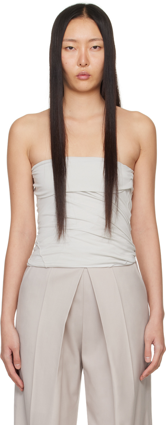 Grey Twist Tube Top by LOW CLASSIC on Sale