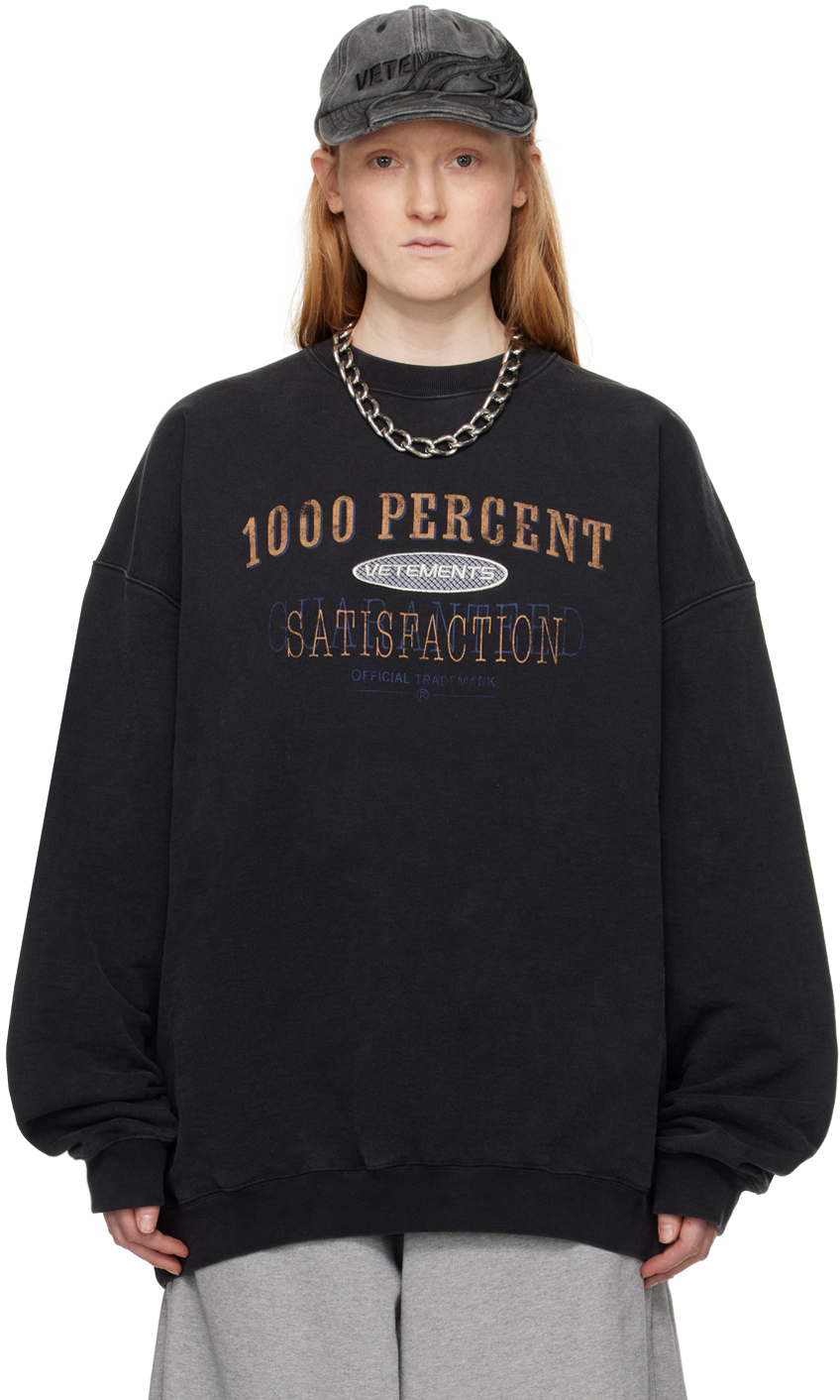 Pull molletonné '1000 Percent' noir VETEMENTS en solde