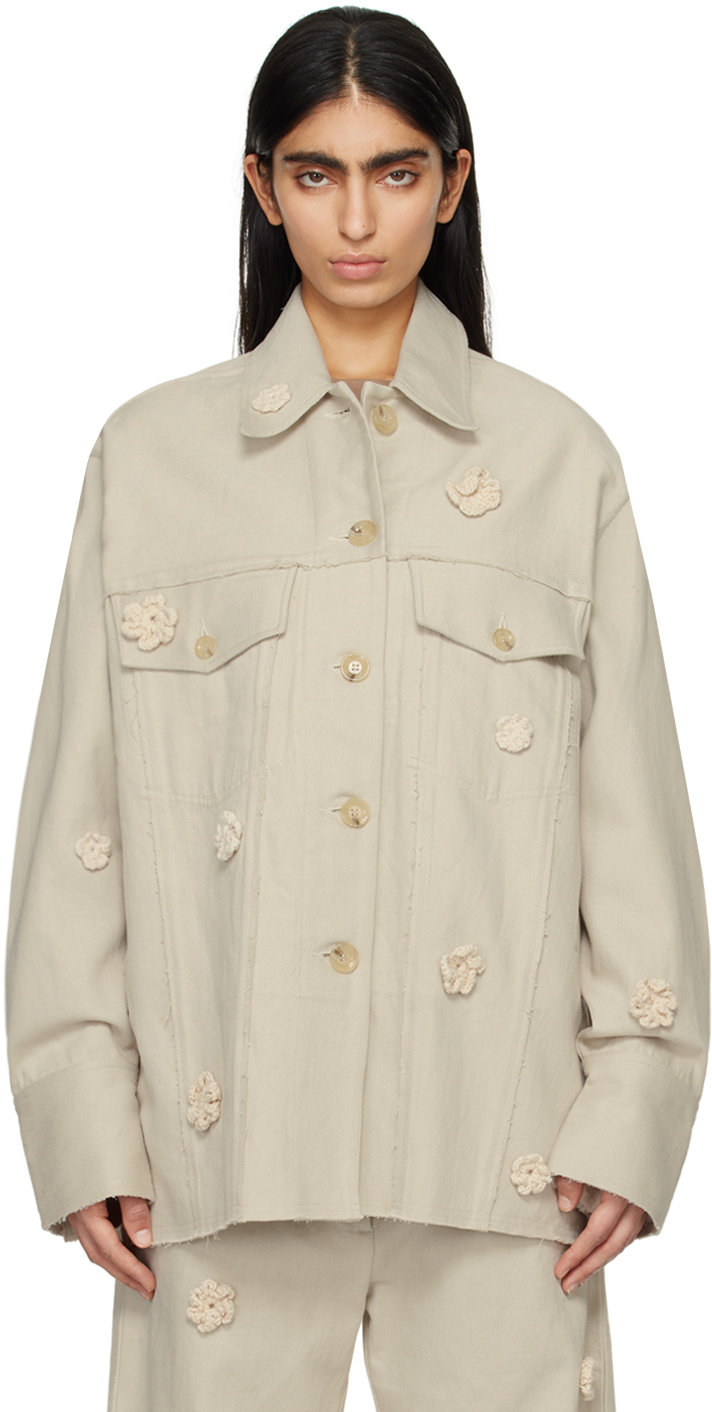 Song for the Mute: Beige Daisy Jacket | SSENSE