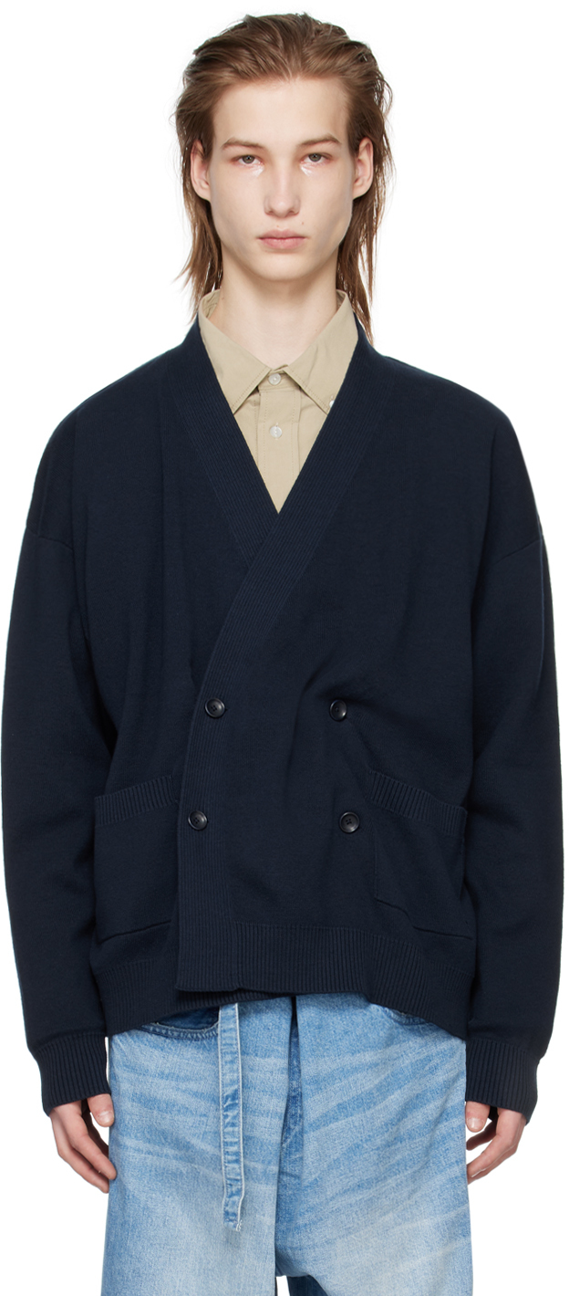 Navy Double-Breasted Cardigan by meanswhile on Sale