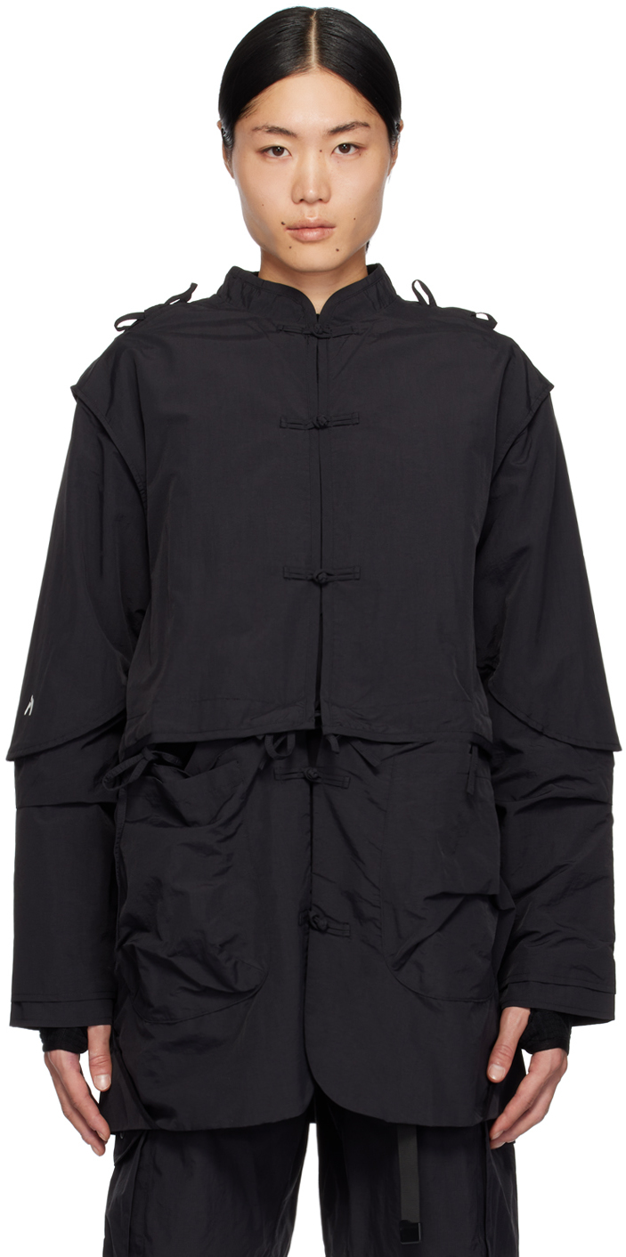 Black Traditional Jacket by Archival Reinvent on Sale