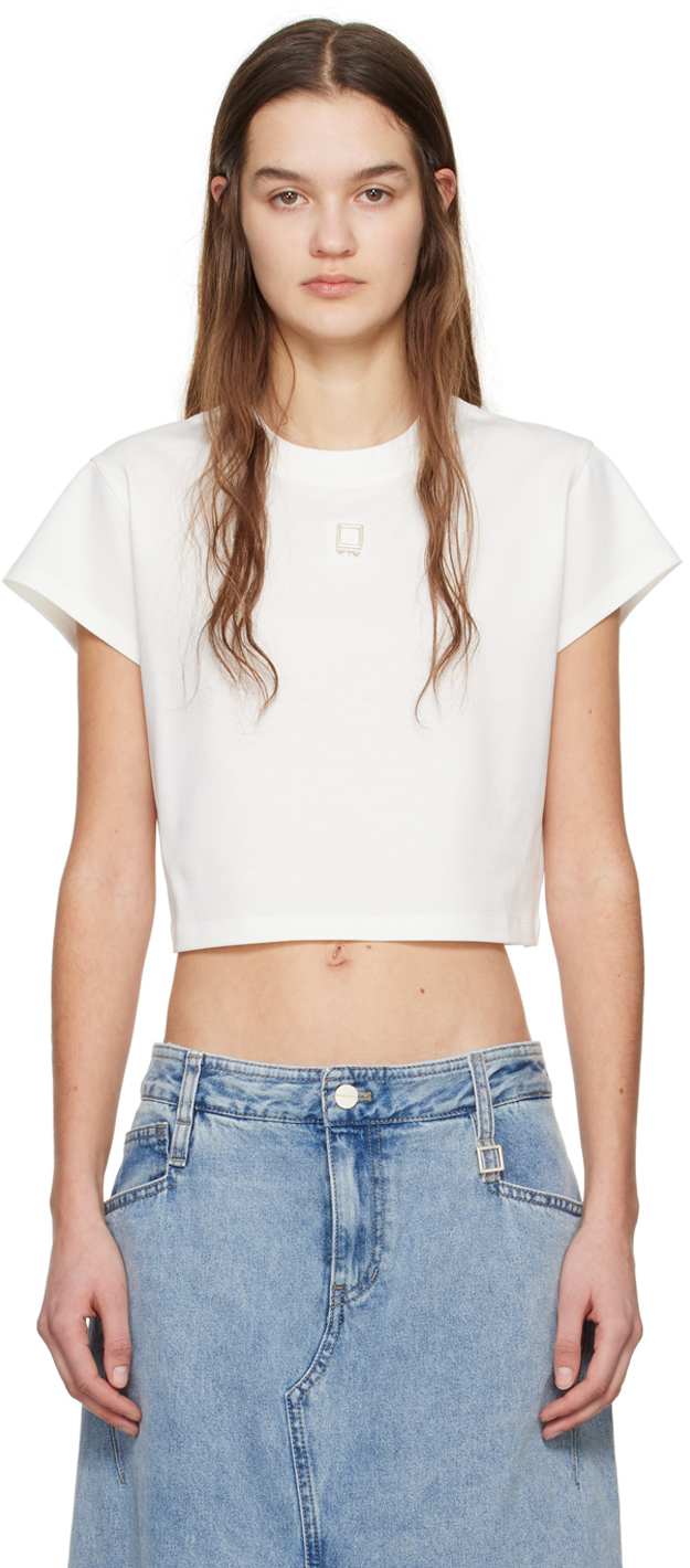 White Cropped T-Shirt by WOOYOUNGMI on Sale