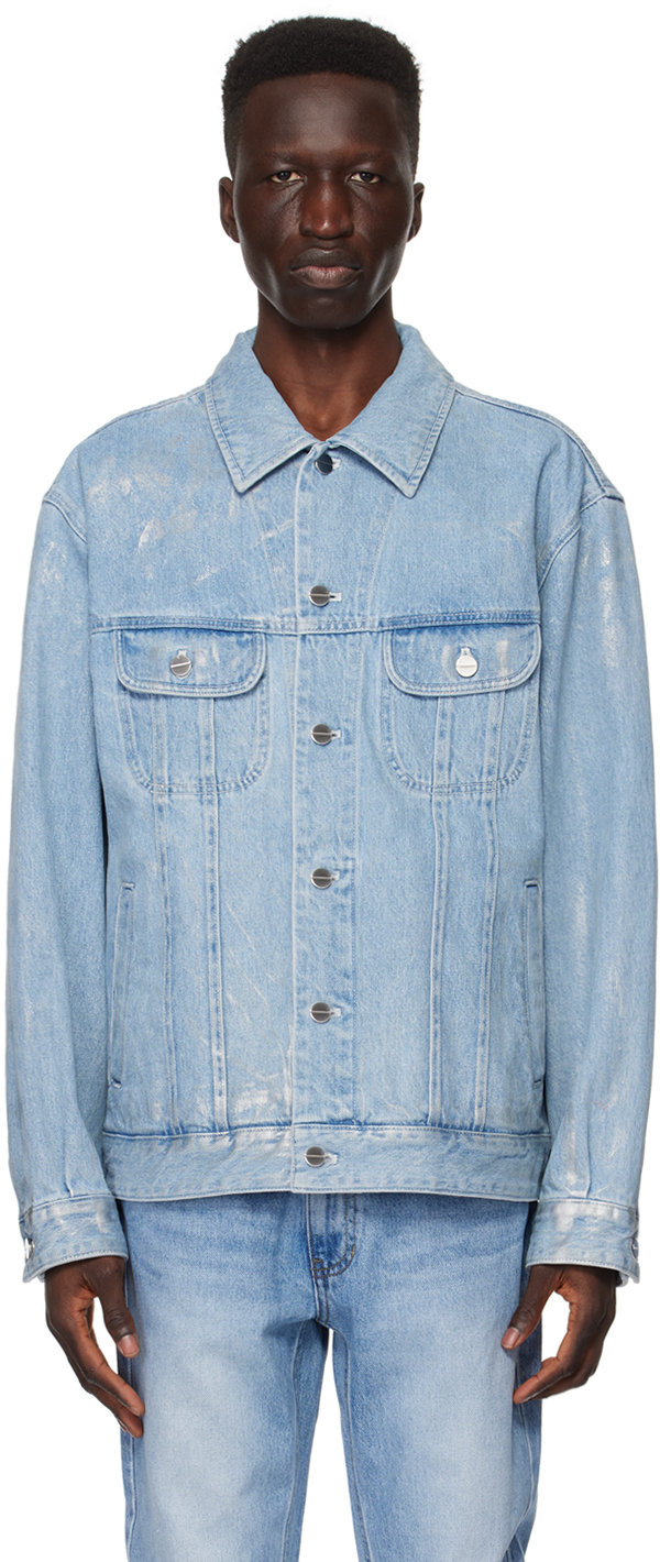 Blue & Silver Film Denim Jacket by WOOYOUNGMI on Sale