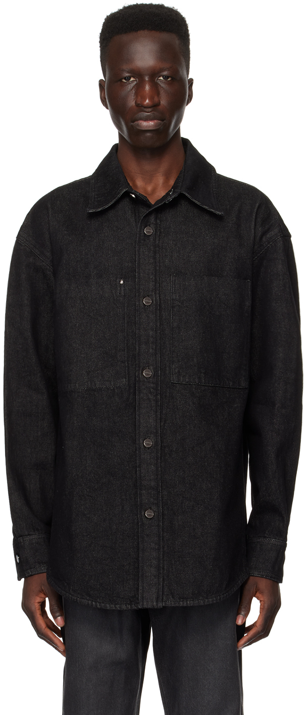 Gray Printed Denim Shirt by WOOYOUNGMI on Sale