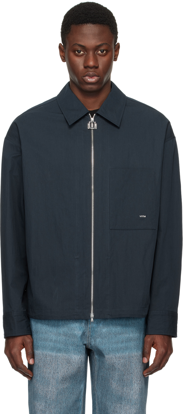 Navy Drawstring Shirt by WOOYOUNGMI on Sale