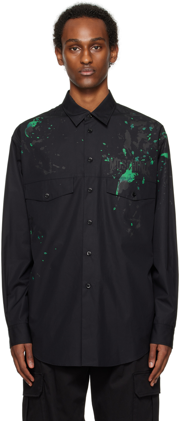 Black Painted Effect Shirt by Moschino on Sale