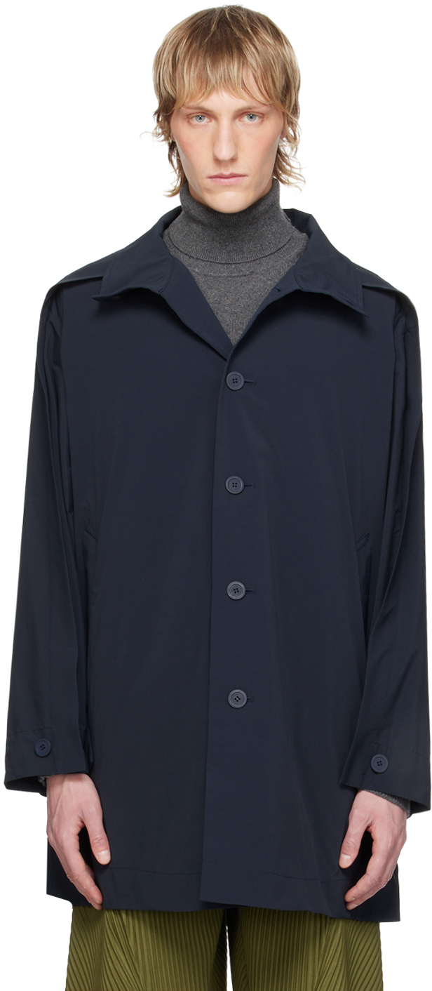 HOMME PLISSÉ ISSEY MIYAKE: Navy Wing Coat | SSENSE