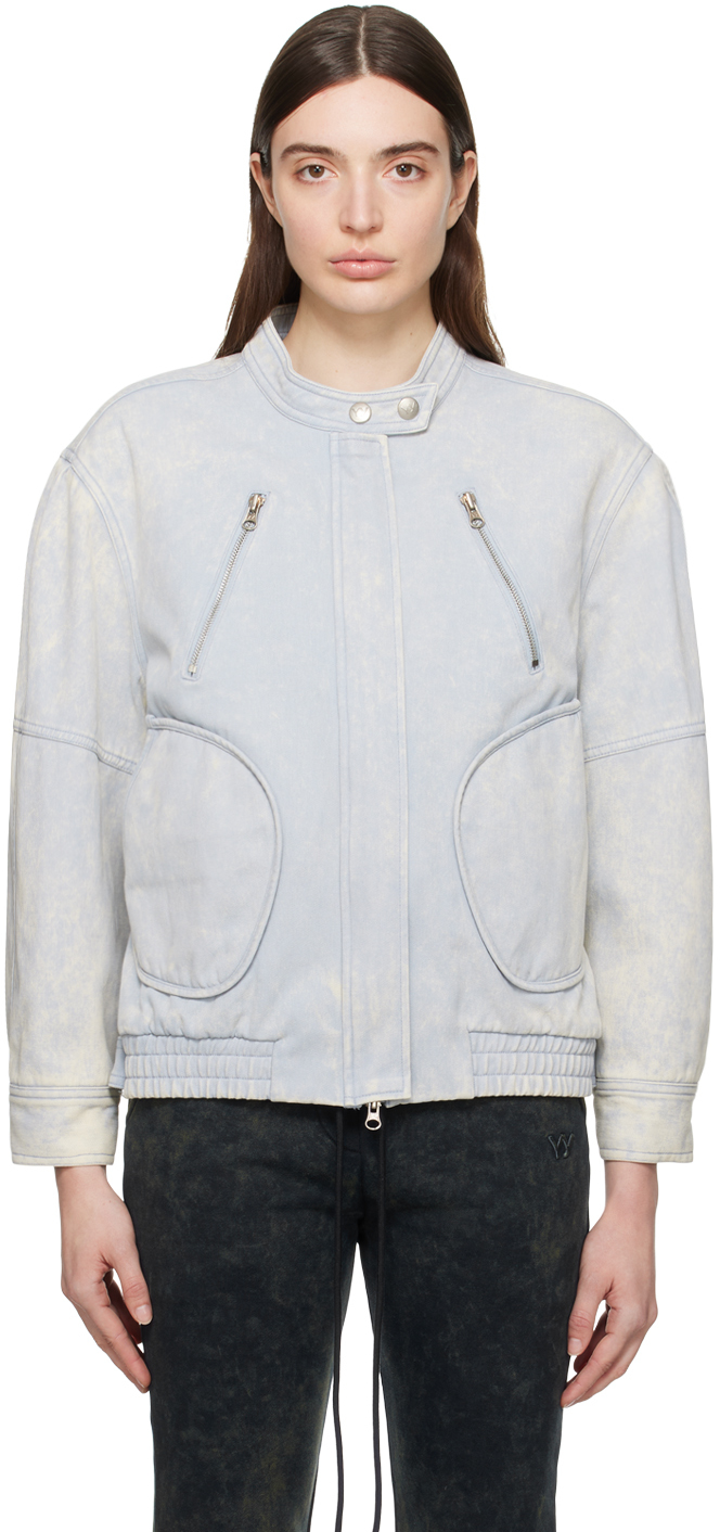 OPEN YY: Blue Faded Bomber Jacket | SSENSE Canada