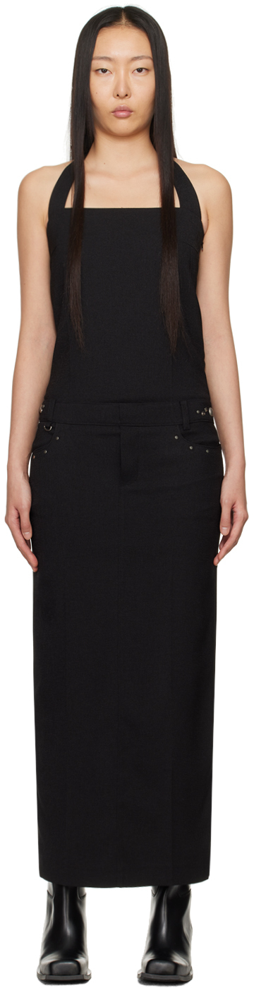 Black Halter Maxi Dress by lesugiatelier on Sale