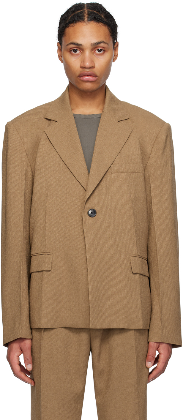 Tan Tailored Blazer by lesugiatelier on Sale