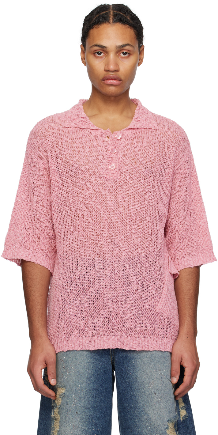 Pink Flap Pocket Polo by lesugiatelier on Sale