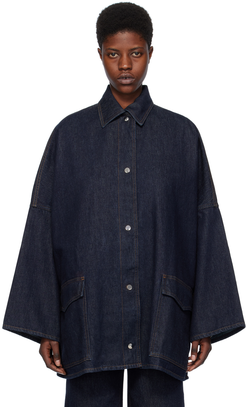 TOTEME: Blue Press-Stud Denim Jacket | SSENSE