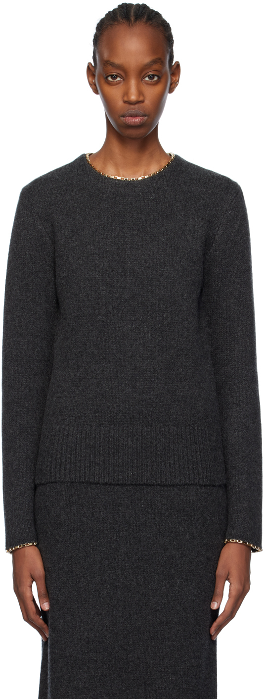 TOTEME: Gray Chain-Edge Sweater | SSENSE