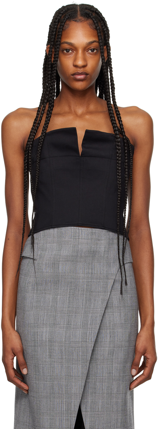 Black Cropped Camisole by Recto on Sale