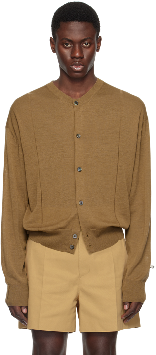 Recto Cardigan Beige à écusson à Logo En Tricot Jacquard Ssense France
