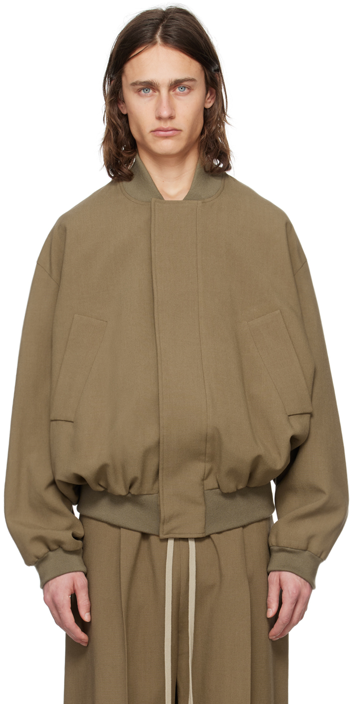 Brown Zip Bomber Jacket by Fear of God on Sale