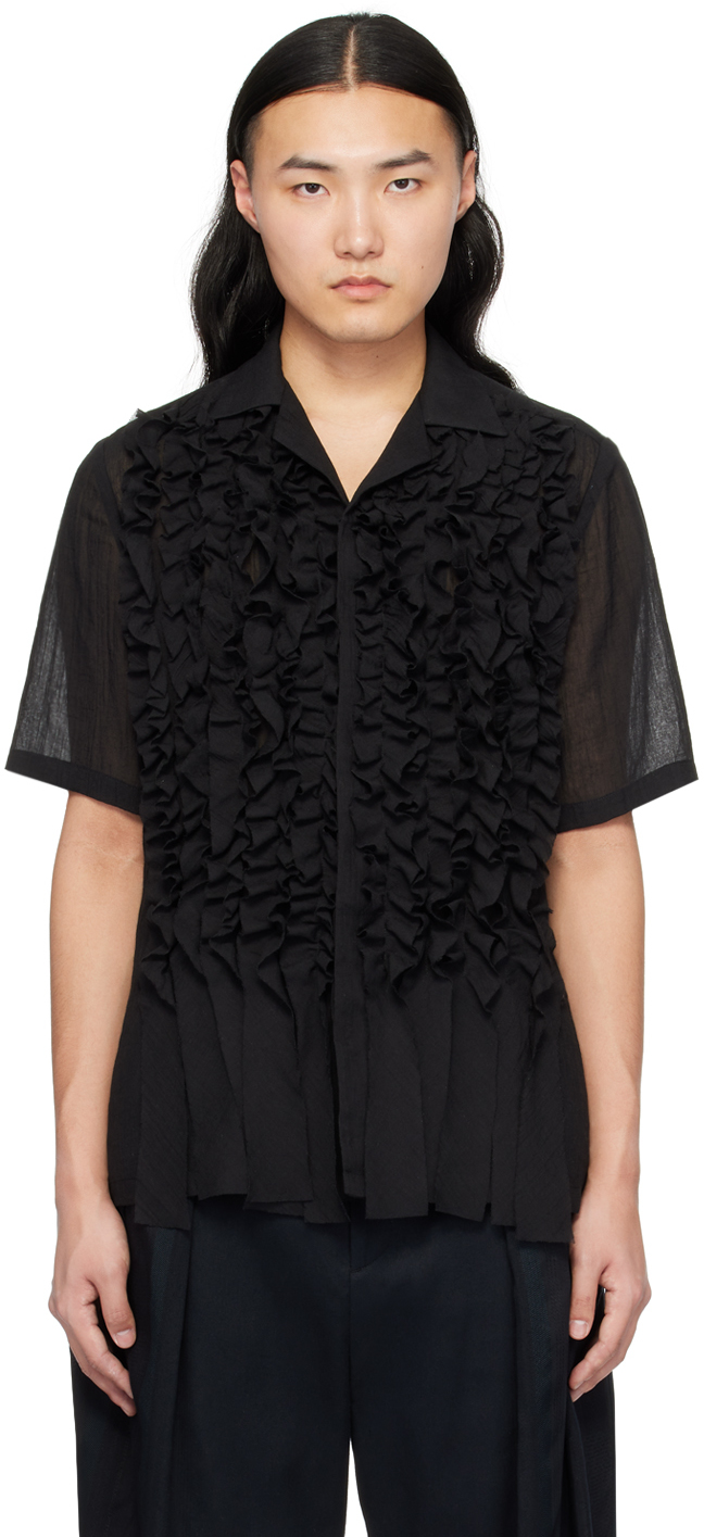 TAAKK: Black Ruffled Shirt | SSENSE UK