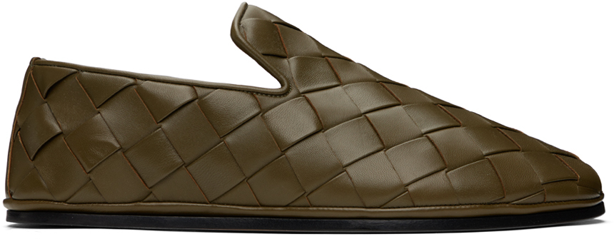 Bottega Veneta: Chaussures à enfiler Sunday kaki | SSENSE France