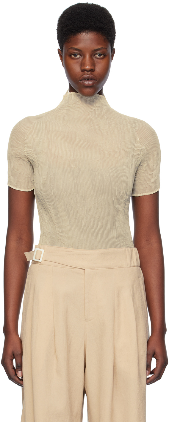 Beige Twist T-Shirt by ISSEY MIYAKE on Sale
