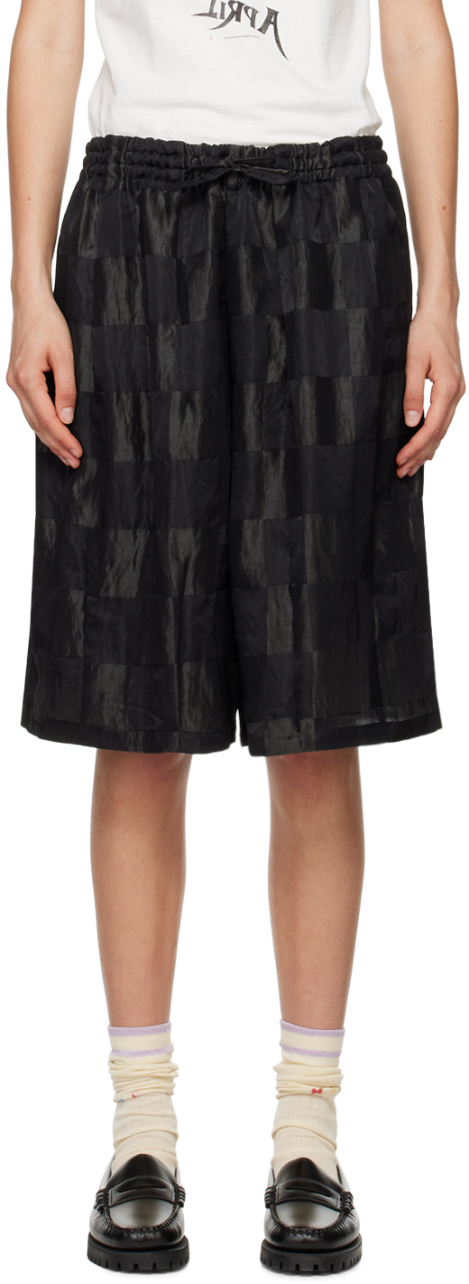 NEEDLES: Black Check Shorts | SSENSE