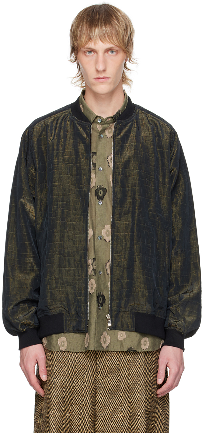 Black Zip Bomber Jacket by NEEDLES on Sale