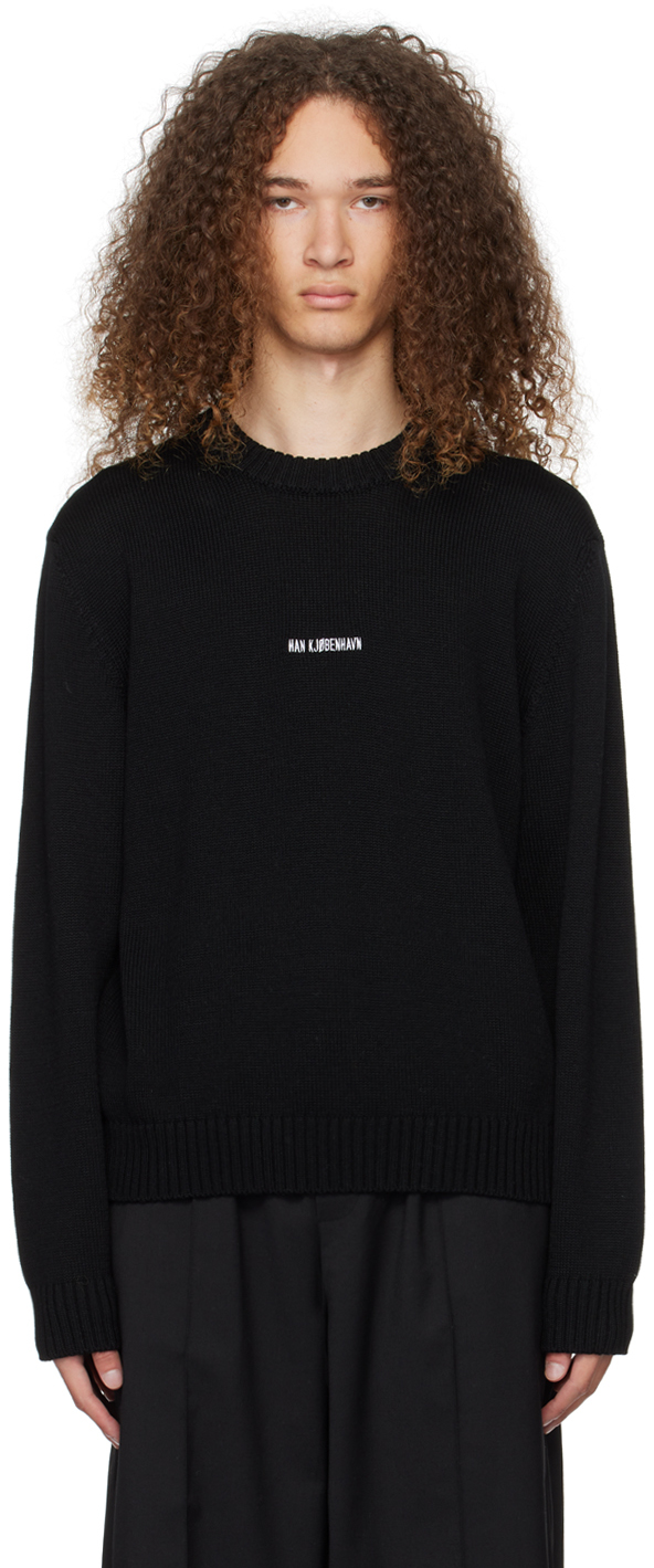 Black Embroidered Sweater by Han Kjobenhavn on Sale