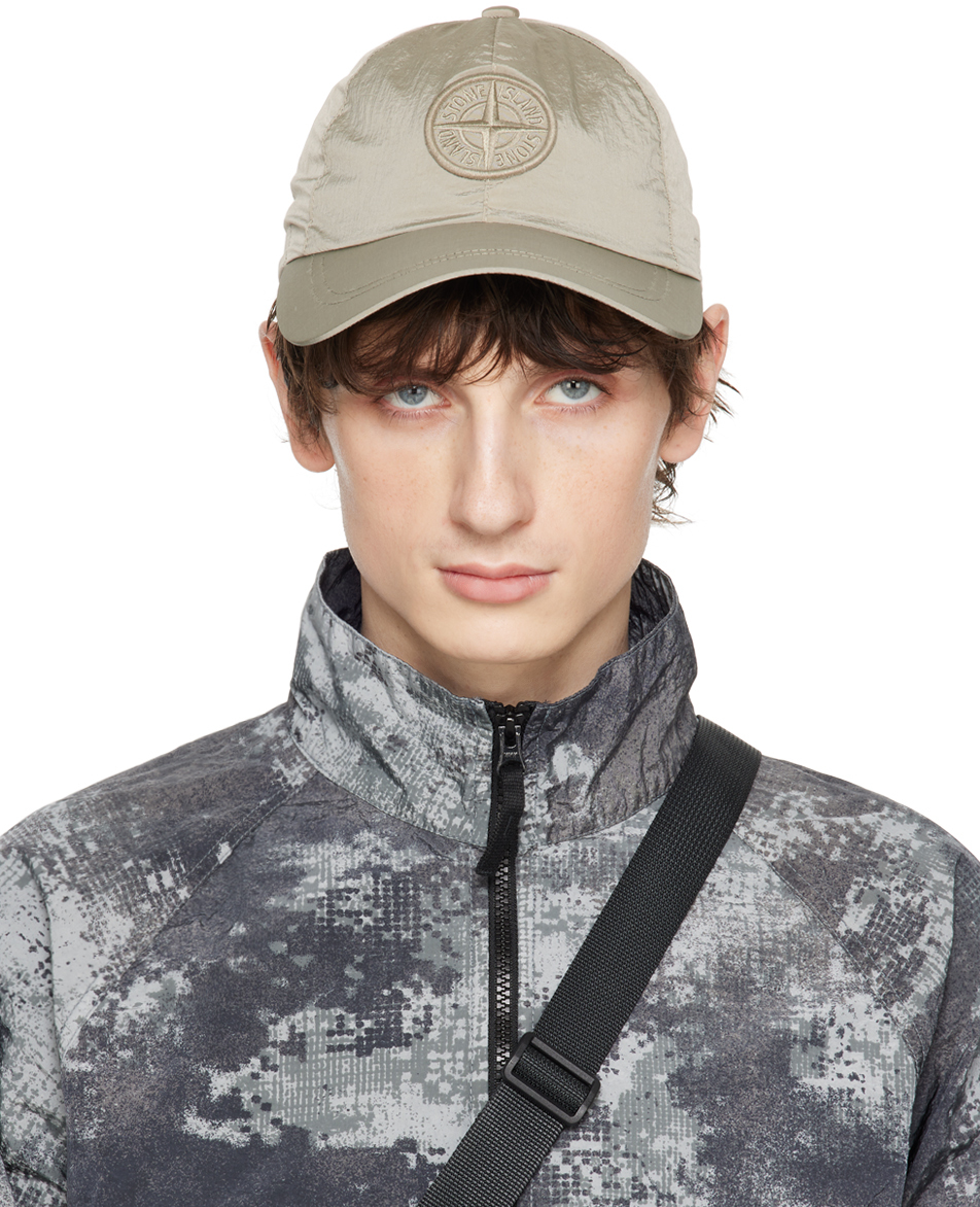 Stone Island: Khaki Logo Baseball Cap | SSENSE UK