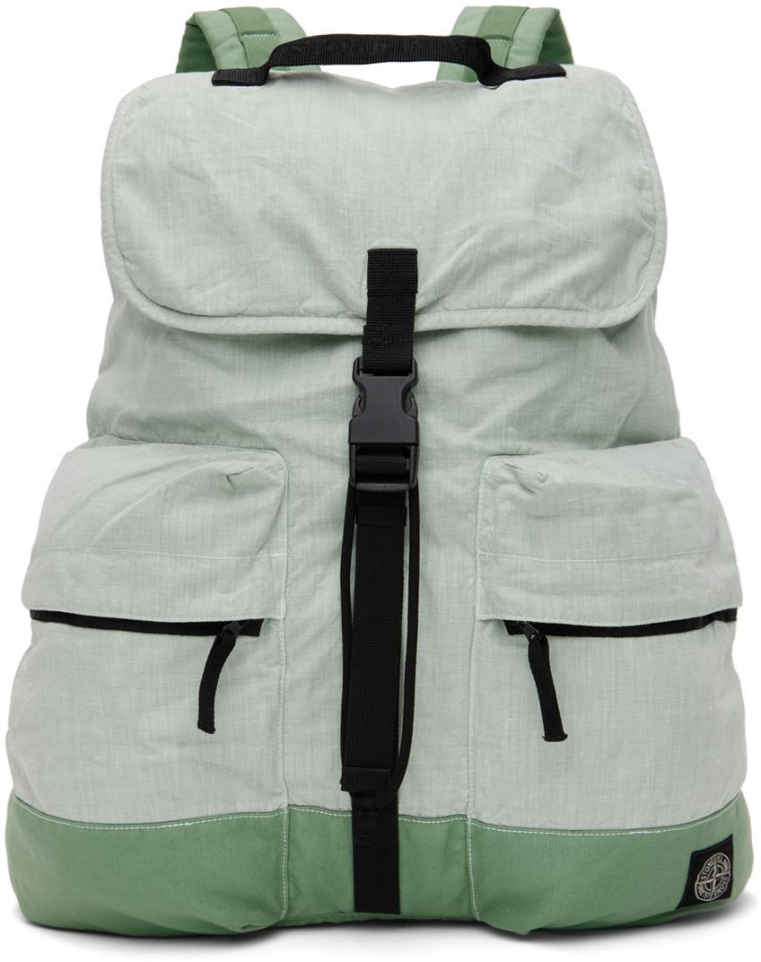 Stone Island: Green Drawstring Backpack | SSENSE