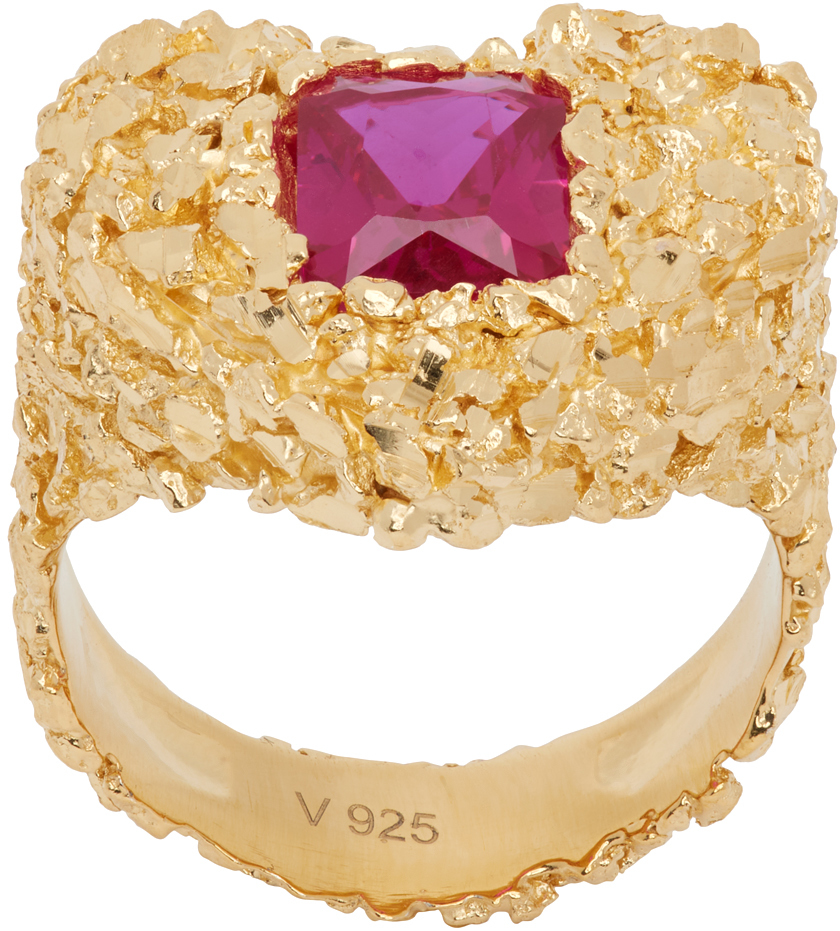 Veneda Carter: Gold VC032 Emerald Ruby Ring | SSENSE