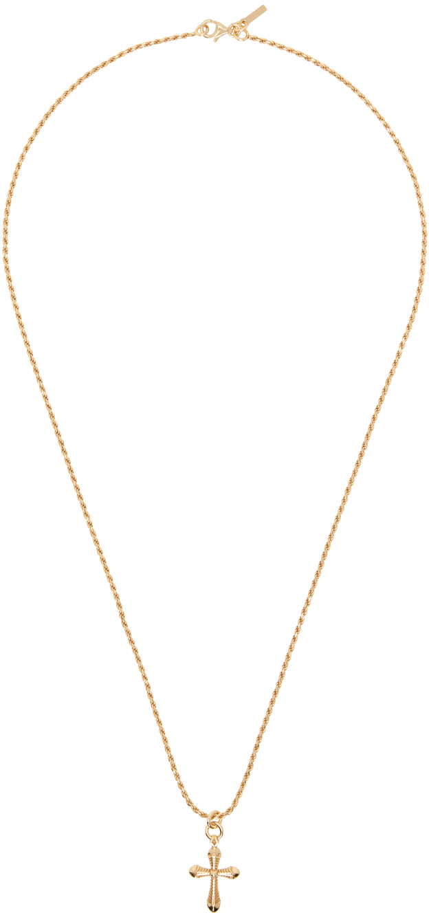 SSENSE Exclusive Gold Thin Cross Necklace by Emanuele Bicocchi on Sale