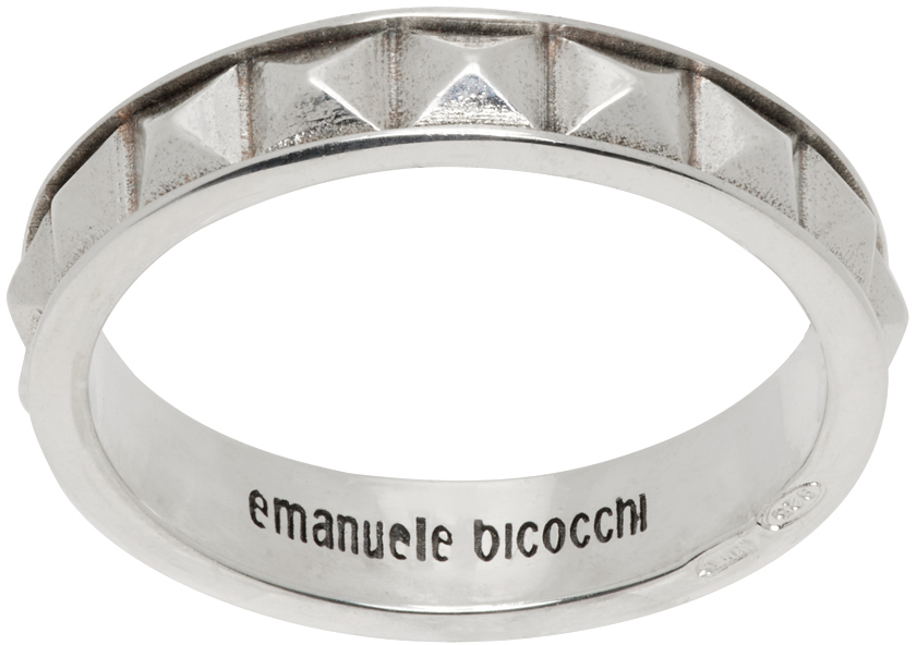 Emanuele Bicocchi: Silver Pyramid Band Ring | SSENSE