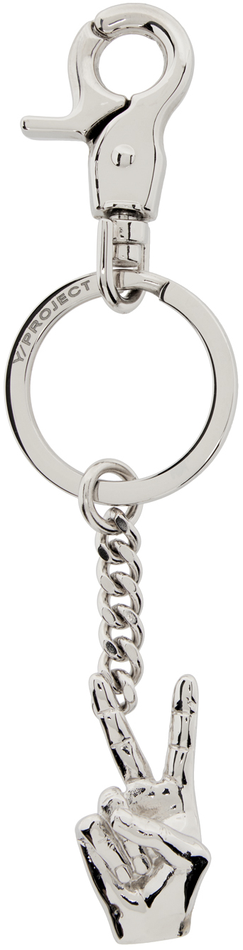 Y/Project: Silver Mini Peace Keychain | SSENSE