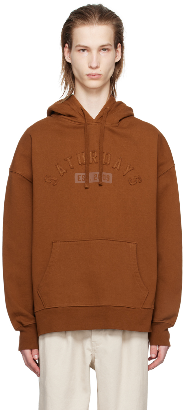 Saturdays NYC: Orange Warren Varsity Hoodie | SSENSE Canada