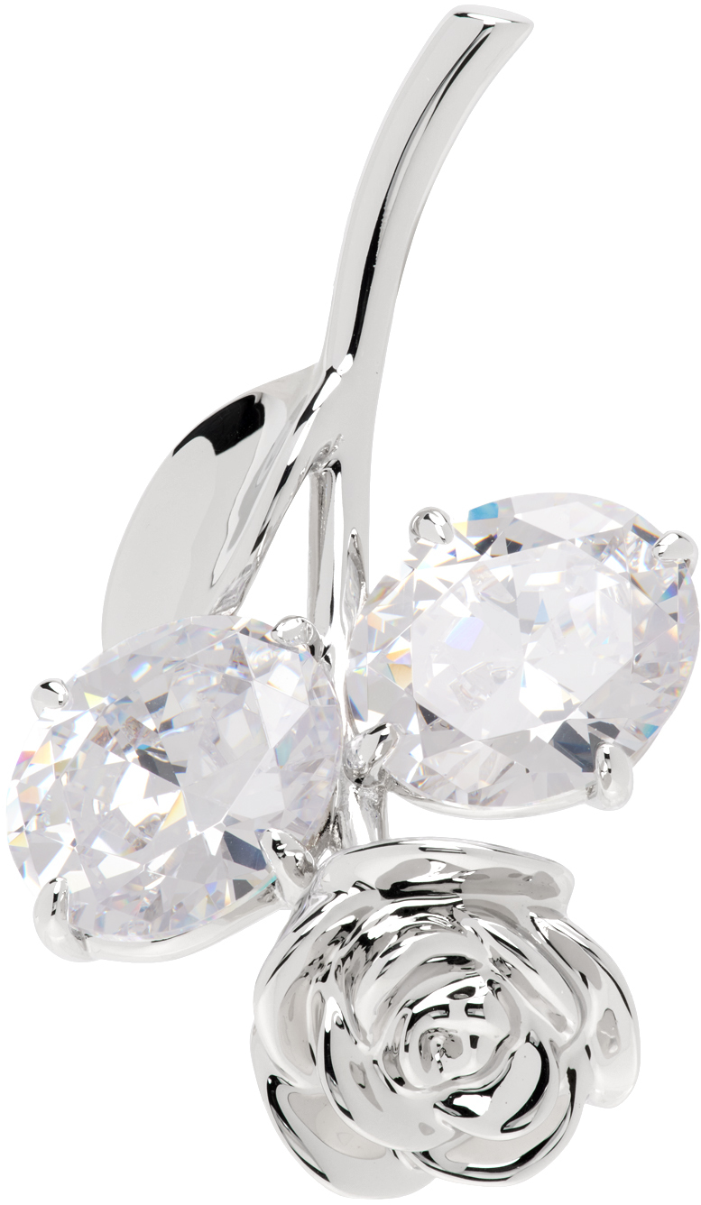 Silver Upside Down Rose Single Earring by SHUSHU/TONG on Sale