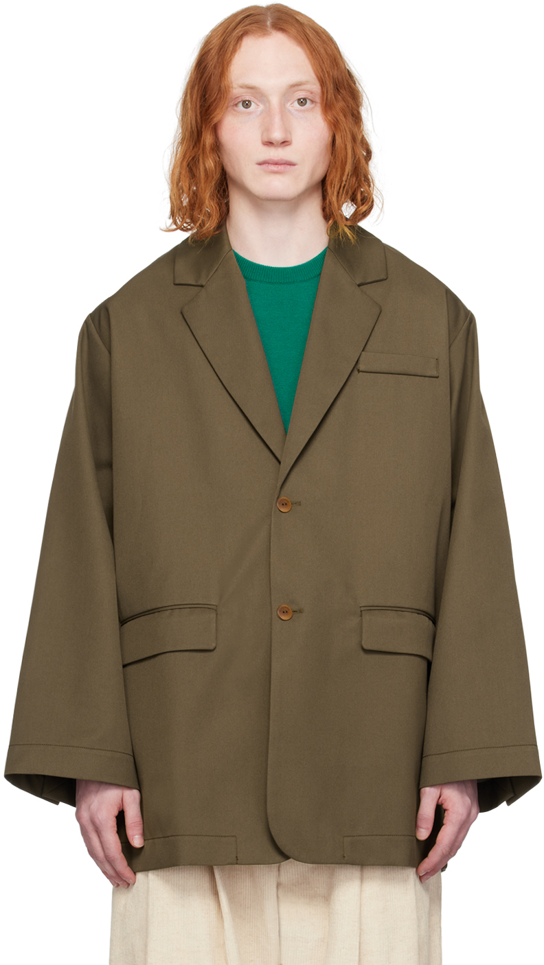 Khaki Oversized Blazer by Cordera on Sale