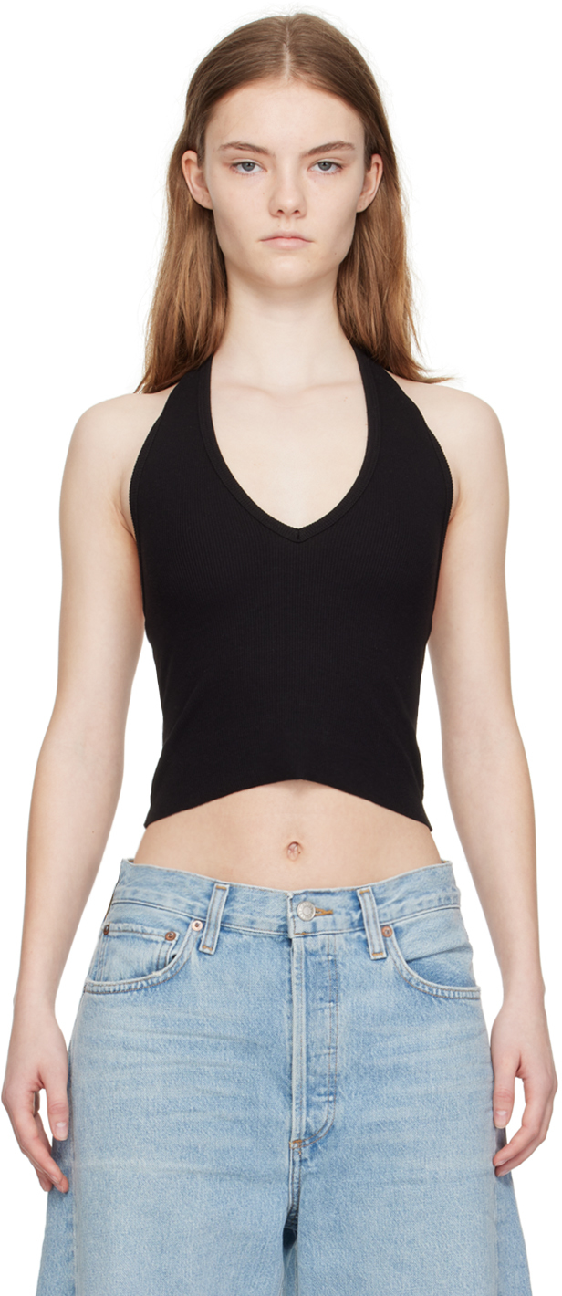 ÉTERNE: Black Halter Tank Top | SSENSE